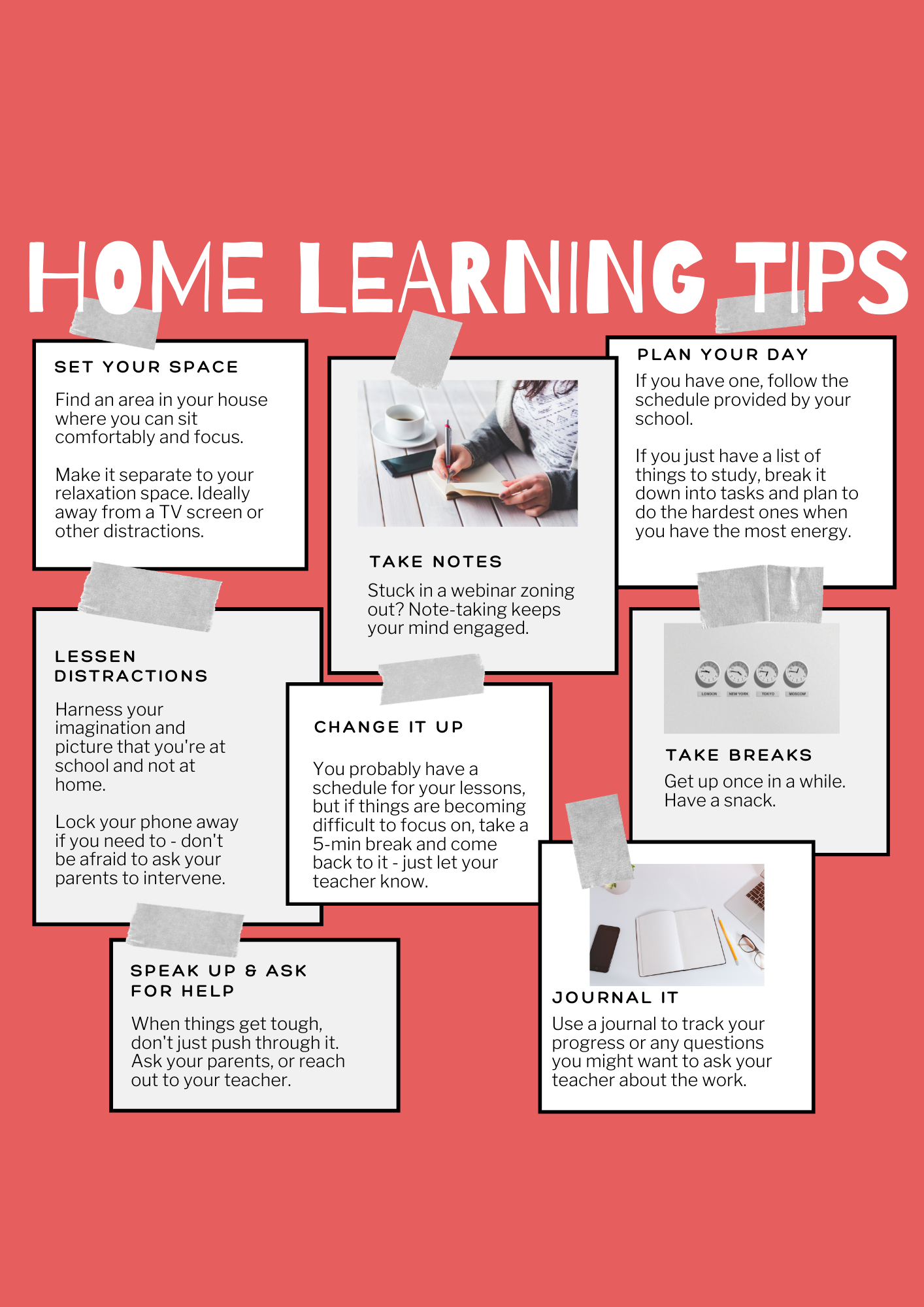 Home Learning Tips for Students Infographic (2) - Golden Gate Idiomas